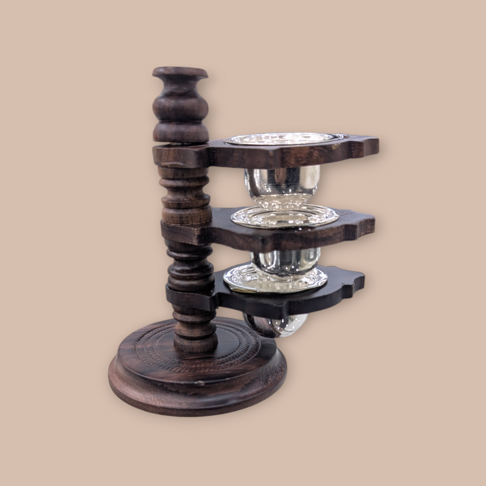 Silver Rosewood 3Bowls Rotatory Stand – MMSilver